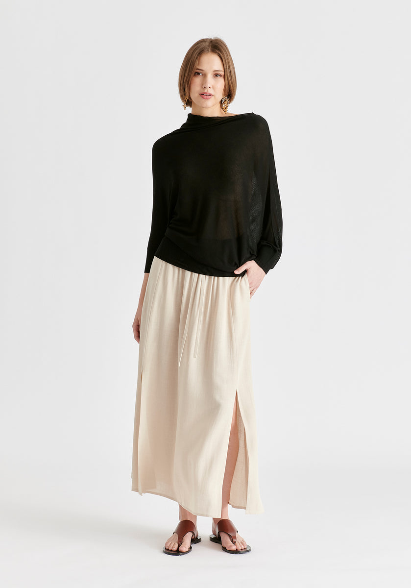Draped Knit Top in Black | Knitwear – Paisie
