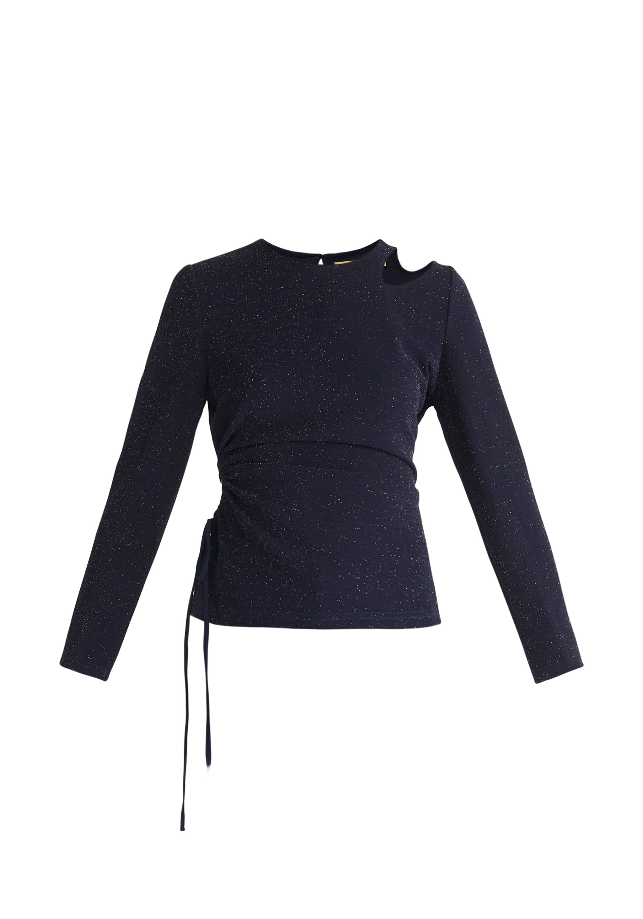 Sparkly Cut Out Top in Navy | Tops – Paisie