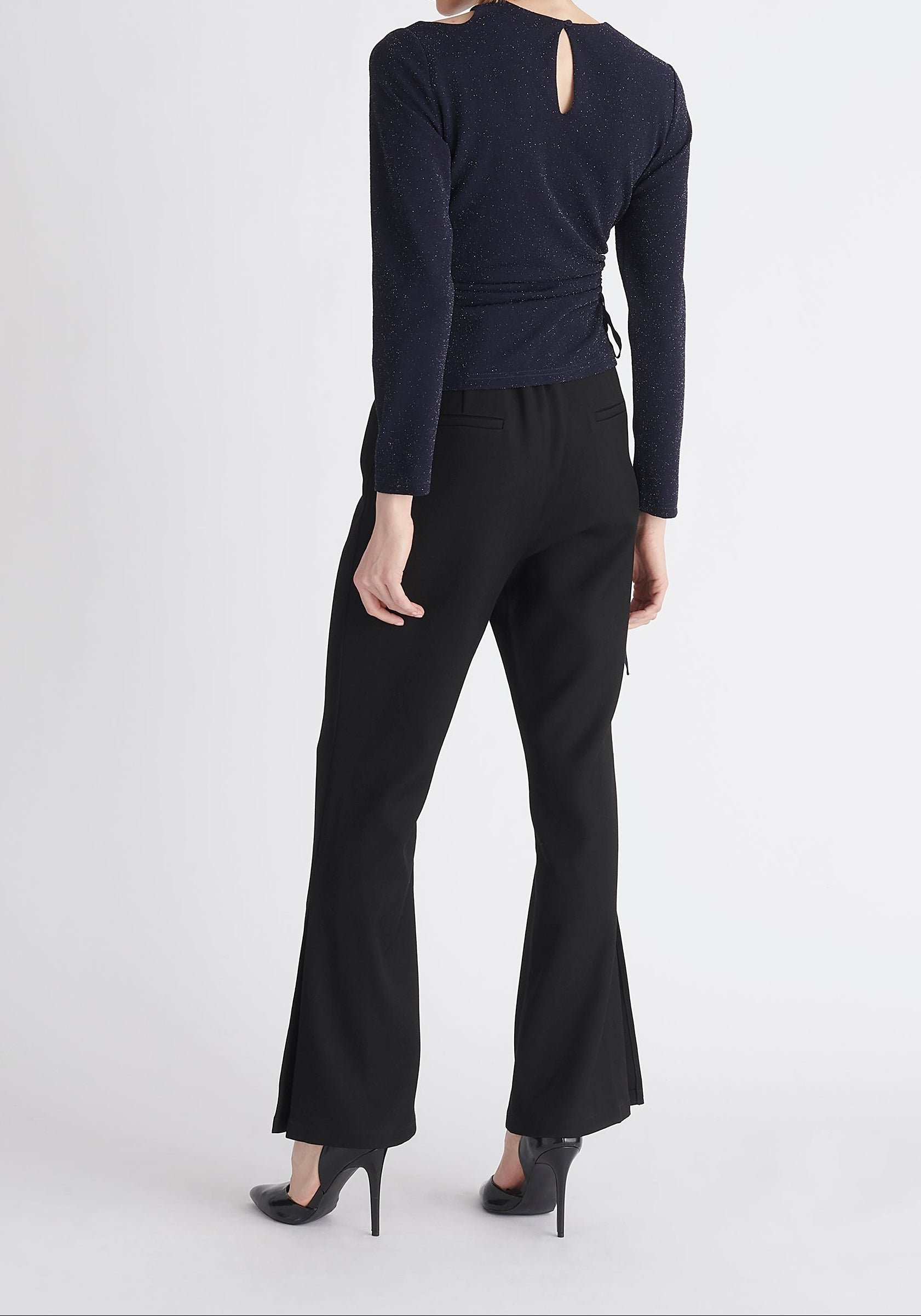 Sparkly Cut Out Top in Navy | Tops – Paisie